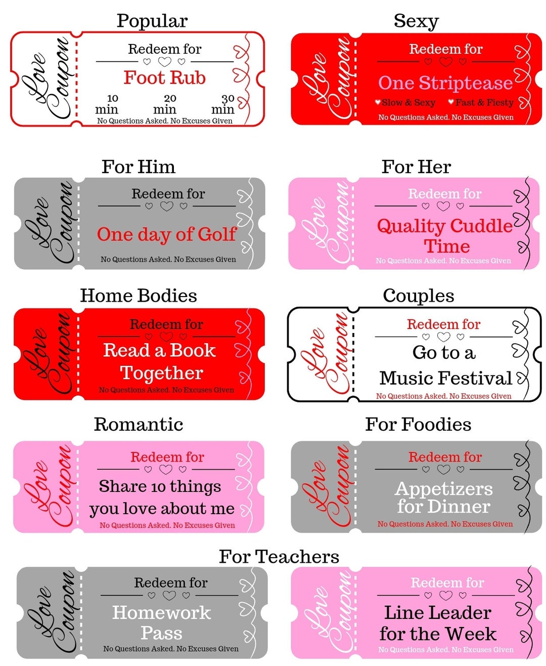 DIY Love Coupons PRINTABLE - Etsy