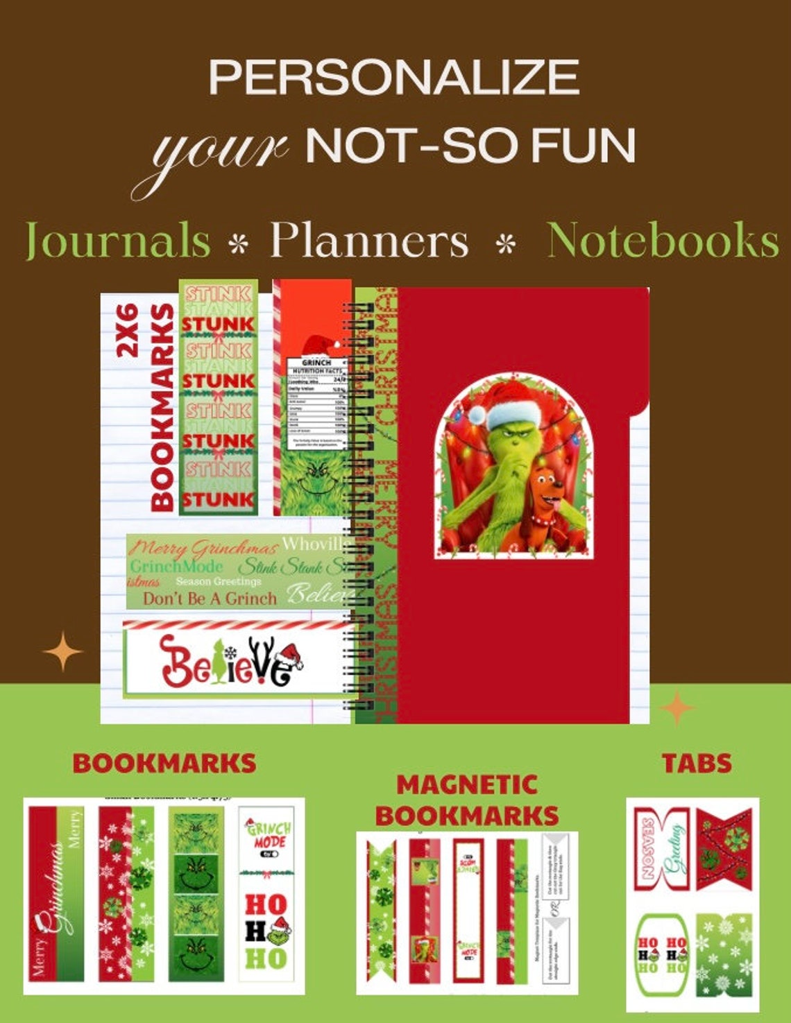 DIY Grinch Bookmarks PRINTABLE - Etsy