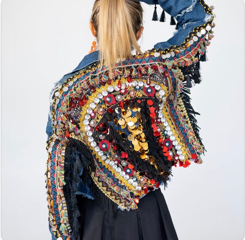 Beaded Denim Jacket - Etsy