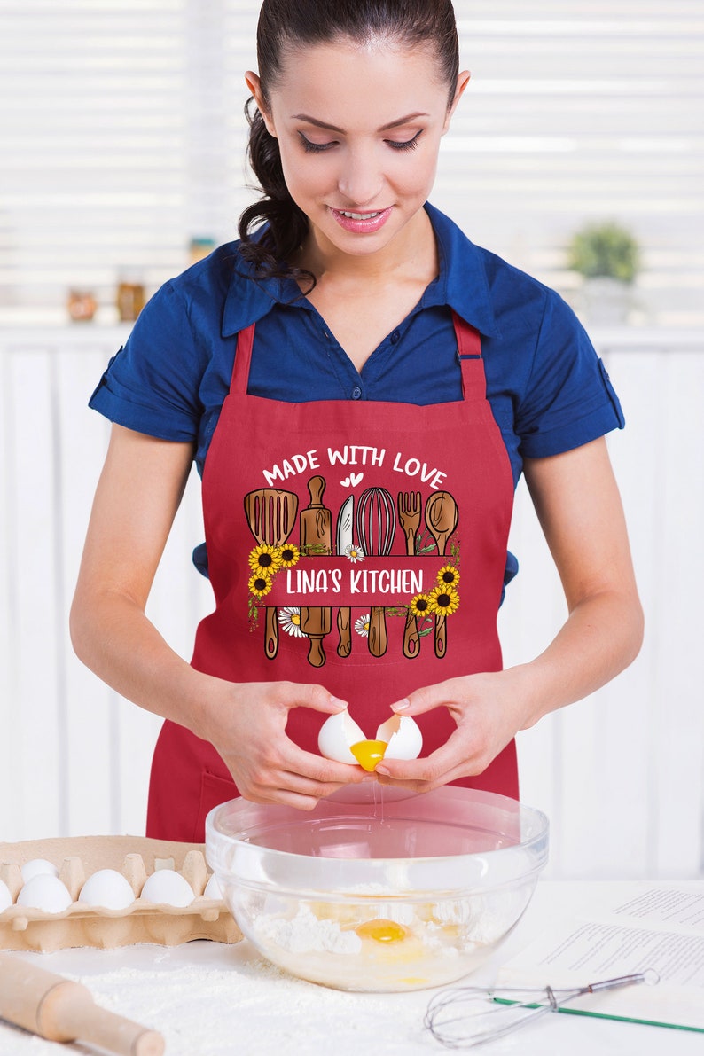 Personalized Apron With Pockets, Custom Kitchen Apron, Personalized ...