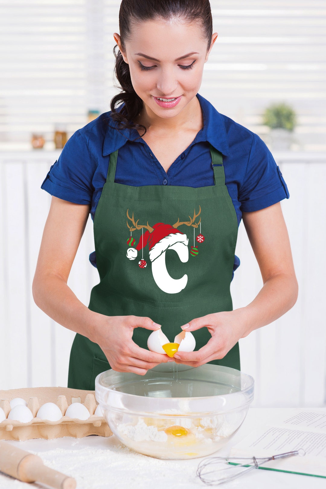 Custom Christmas Apron, Personalized Christmas Apron, Red Xmas Apron ...
