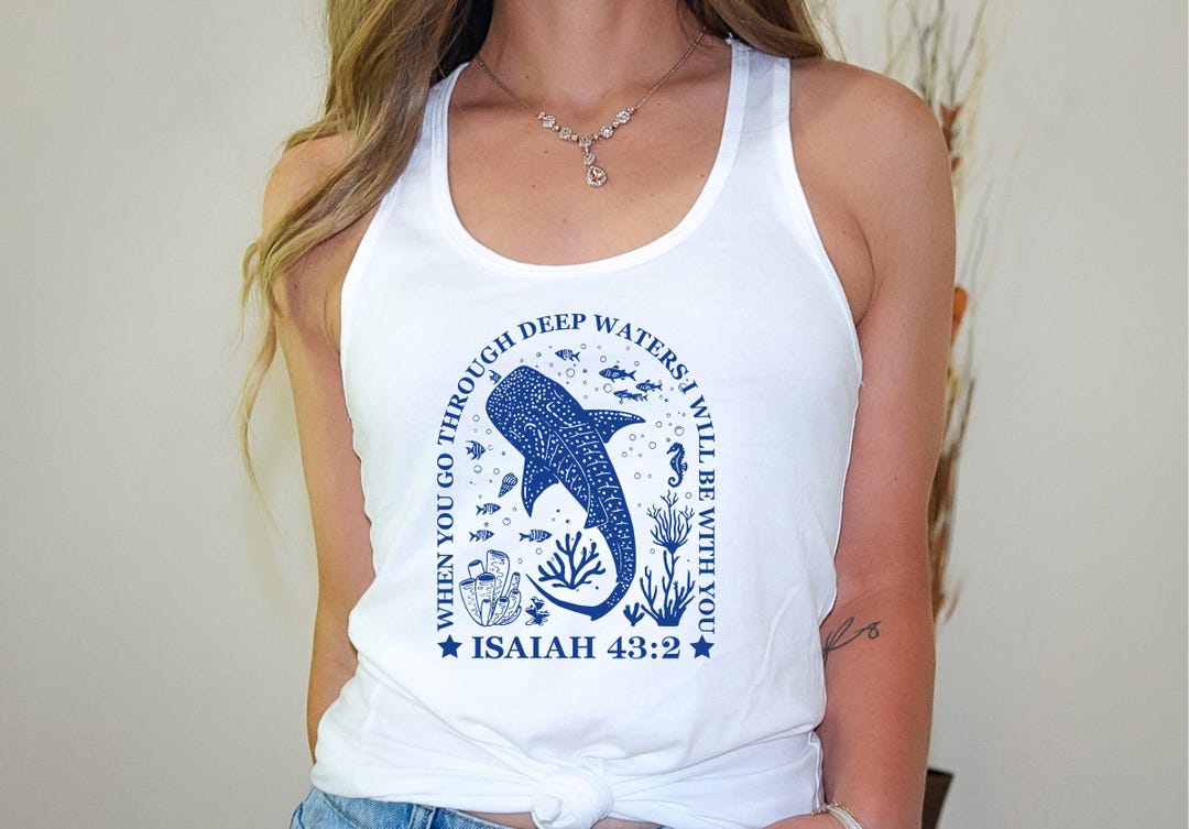 Christian Whale Shark Deep Water Tank Tops, Bible Verse Tank Top, Ocean ...