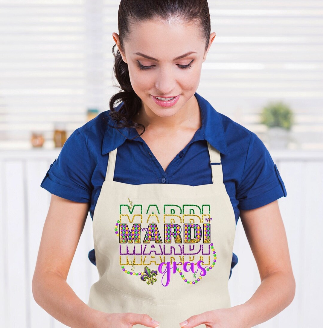 Mardi Gras Apron, King Cake Apron, Festive Apron, Mardi Gras Favor, Fat ...