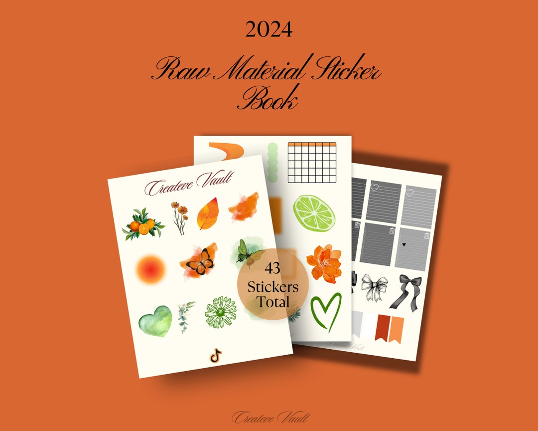 RAW MATERIAL Sticker Book, Digital Stickers, Pre-cropped Stickers, PNG ...