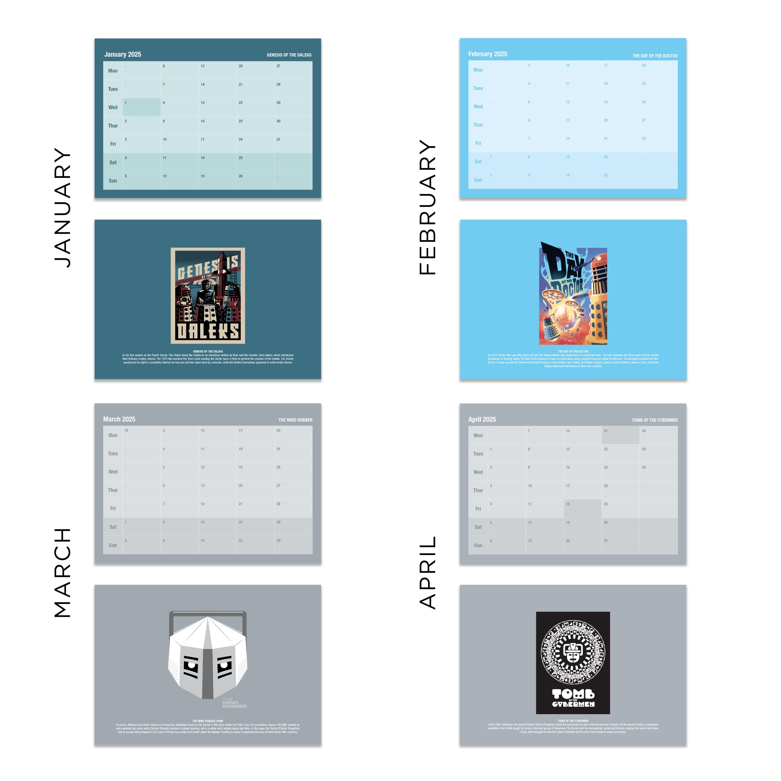 Dr Who Inspired Desk Calendar | 12 Unique Artworks | 1 per Month With ...