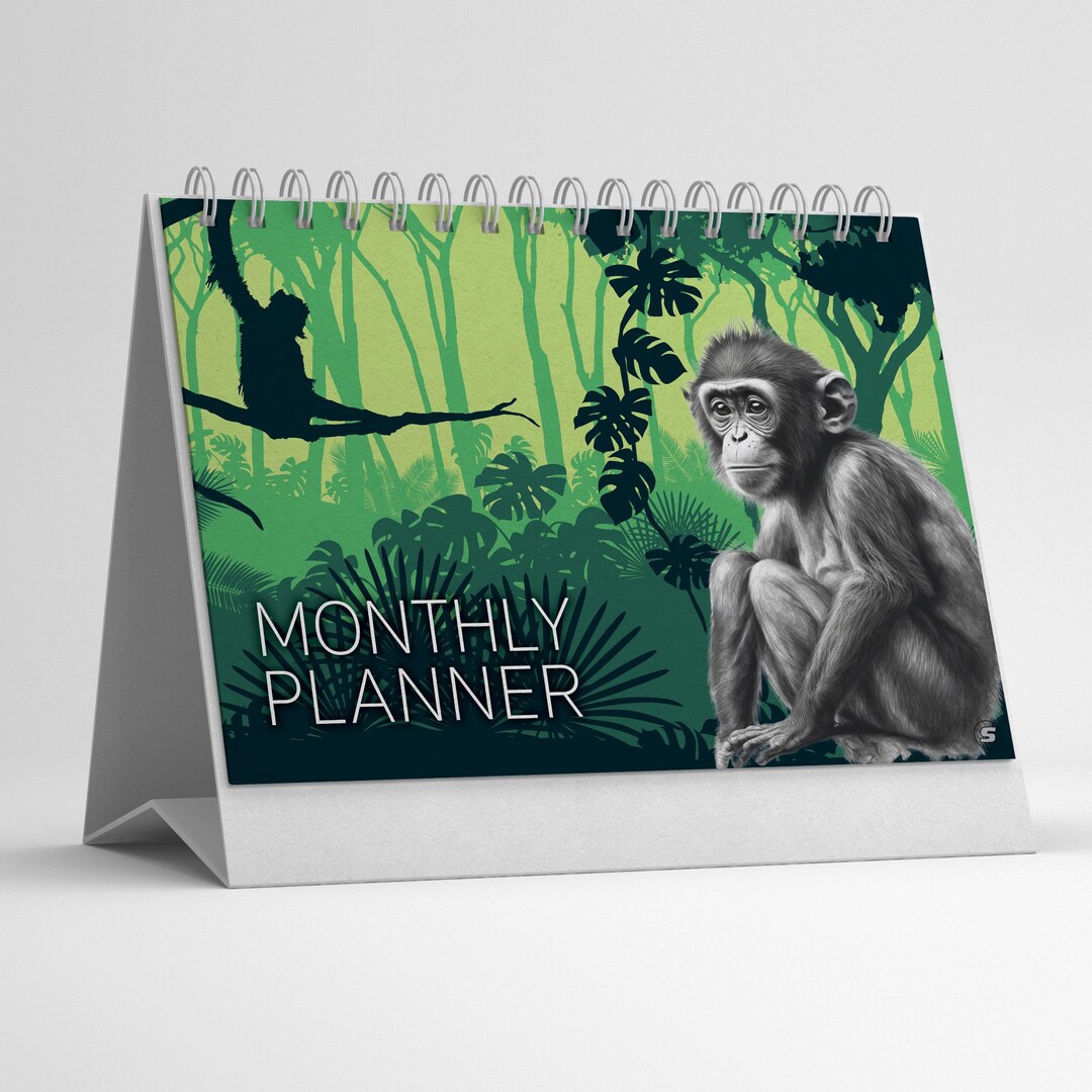 Monkey Desk Calendar - A5 - 12 Month Planner With Notes - Etsy