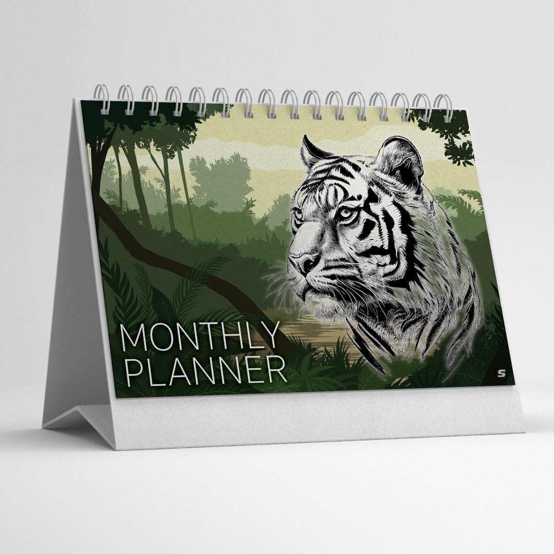 Tiger Desk Calendar - A5 - 12 Month Planner With Notes - Etsy
