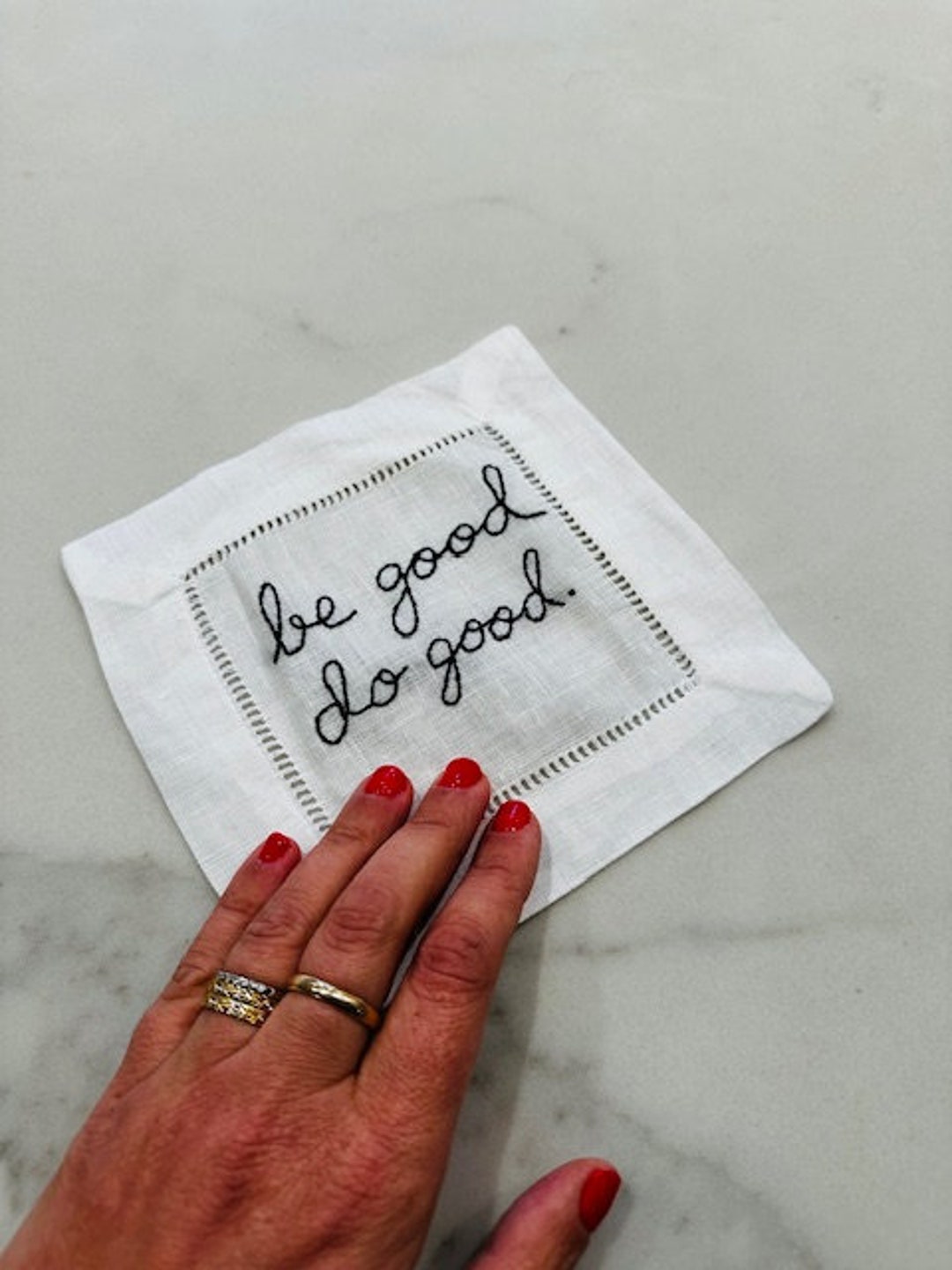 Hand Embroidered Linen Cocktail Napkins, Inspirational Quotes - Etsy