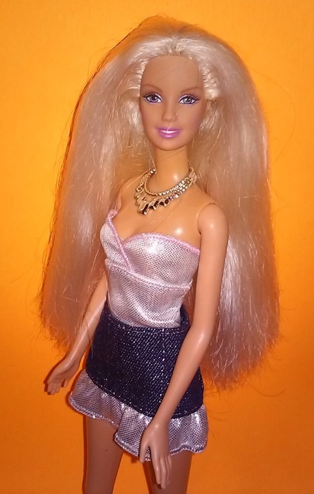 Barbie Doll Platinum Hair Jean Skirt Y2K - Etsy