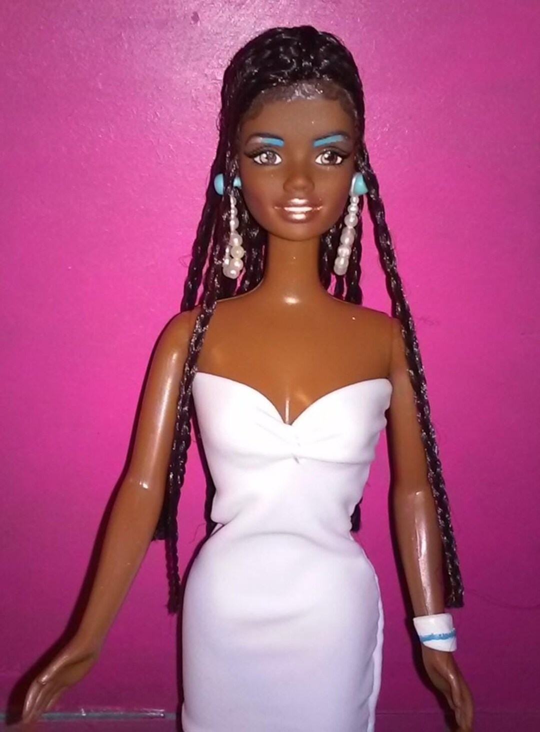 Custom Braids Doll & White Dress Ooak AA - Etsy