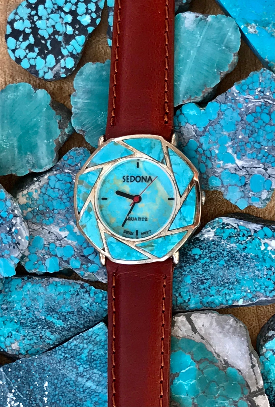 Southwest Turquoise and Silver Watch Sedona Brand (NOS) - Etsy