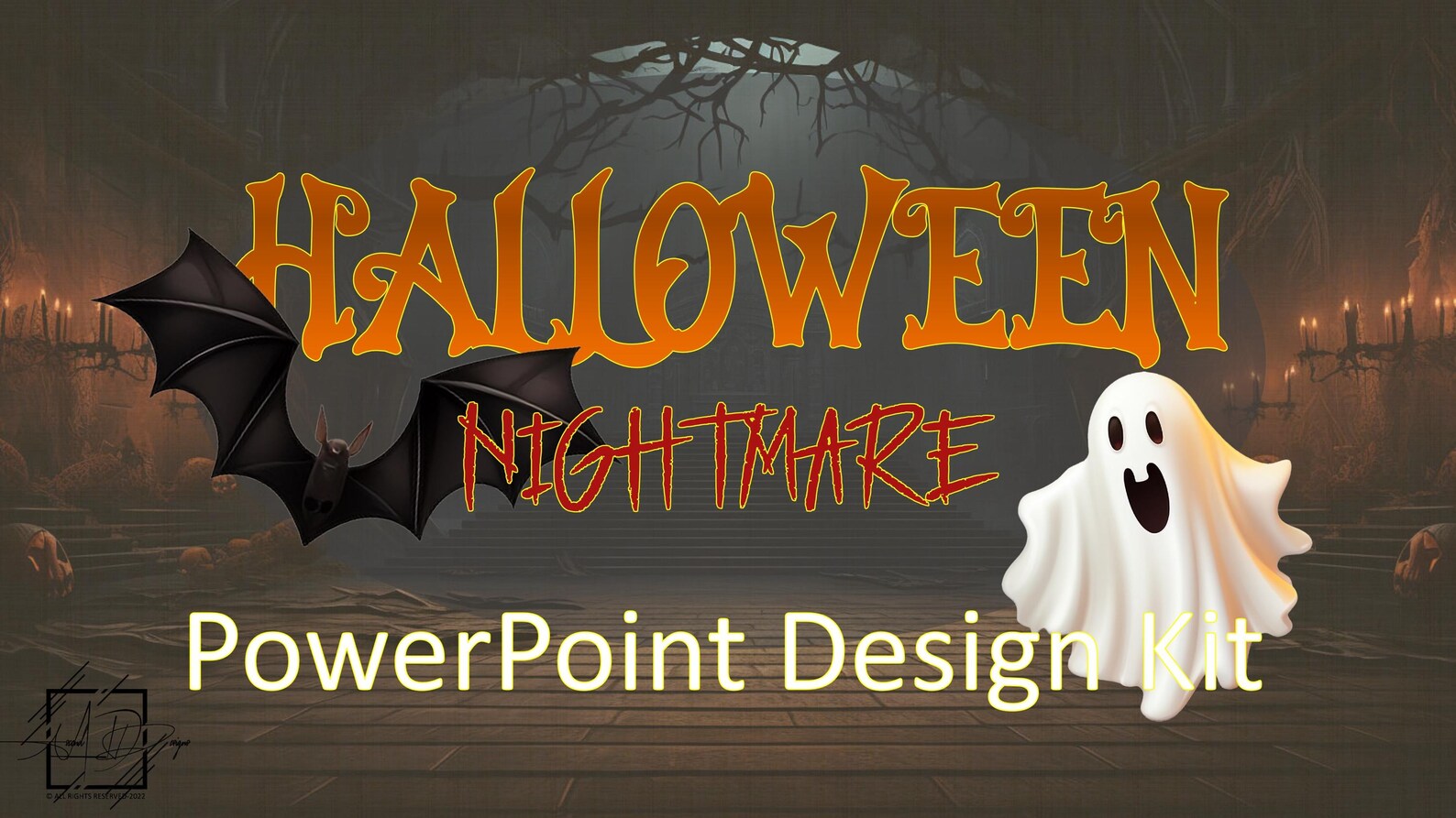 Halloween Powerpoint Template With Spooky and Ghostly Designs, Editable ...