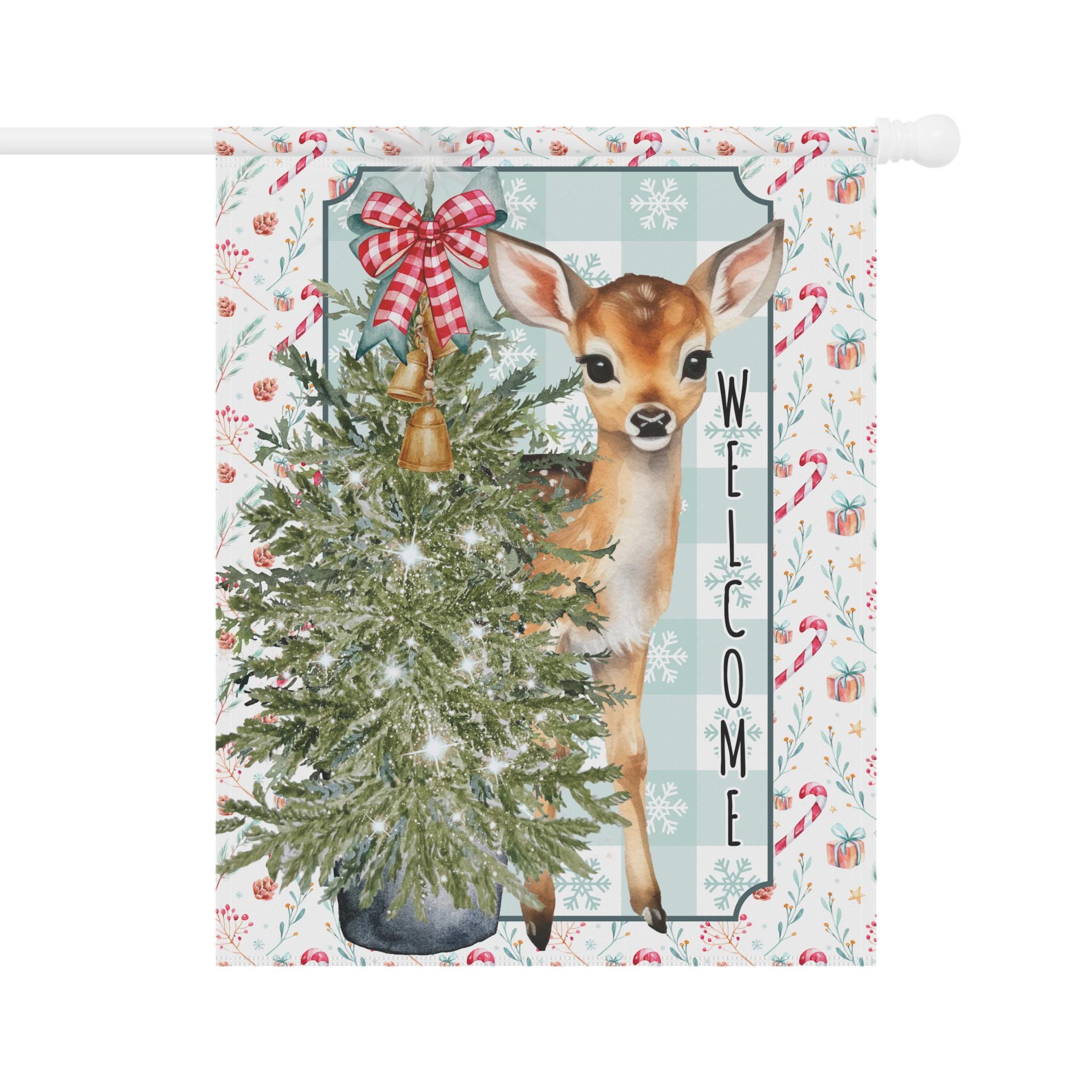 Winter Garden Flag Christmas House Flag Reindeer Garden Flag Pine Tree ...