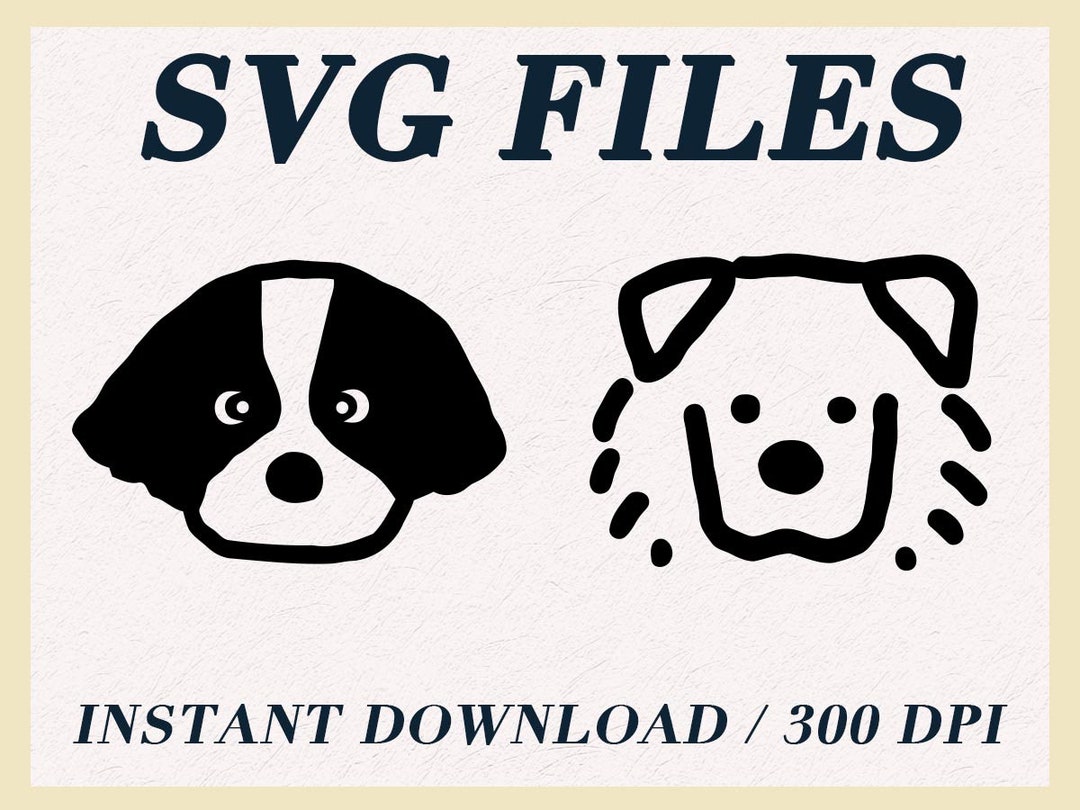 Dogs SVG, Simple Line Art Design, Uncolored Illustration, Cut File ...