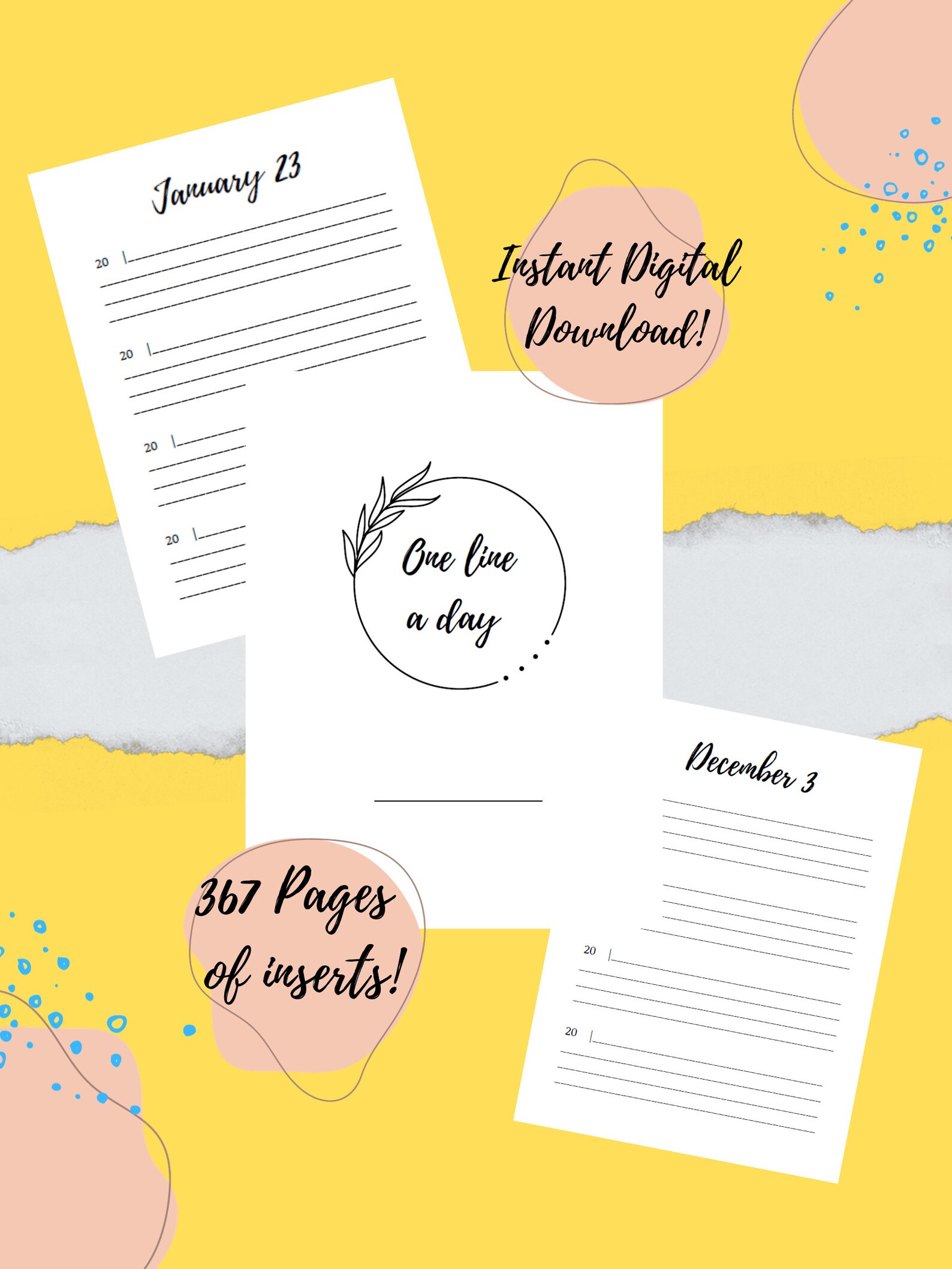 One Line a Day Planner Inserts Happy Planner Inserts, Daily Tracking ...