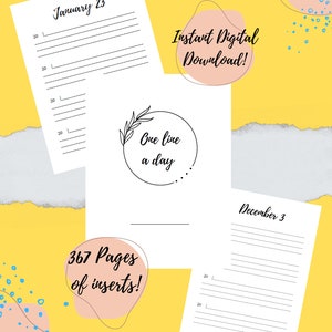 One Line a Day Planner Inserts Happy Planner Inserts, Daily Tracking ...