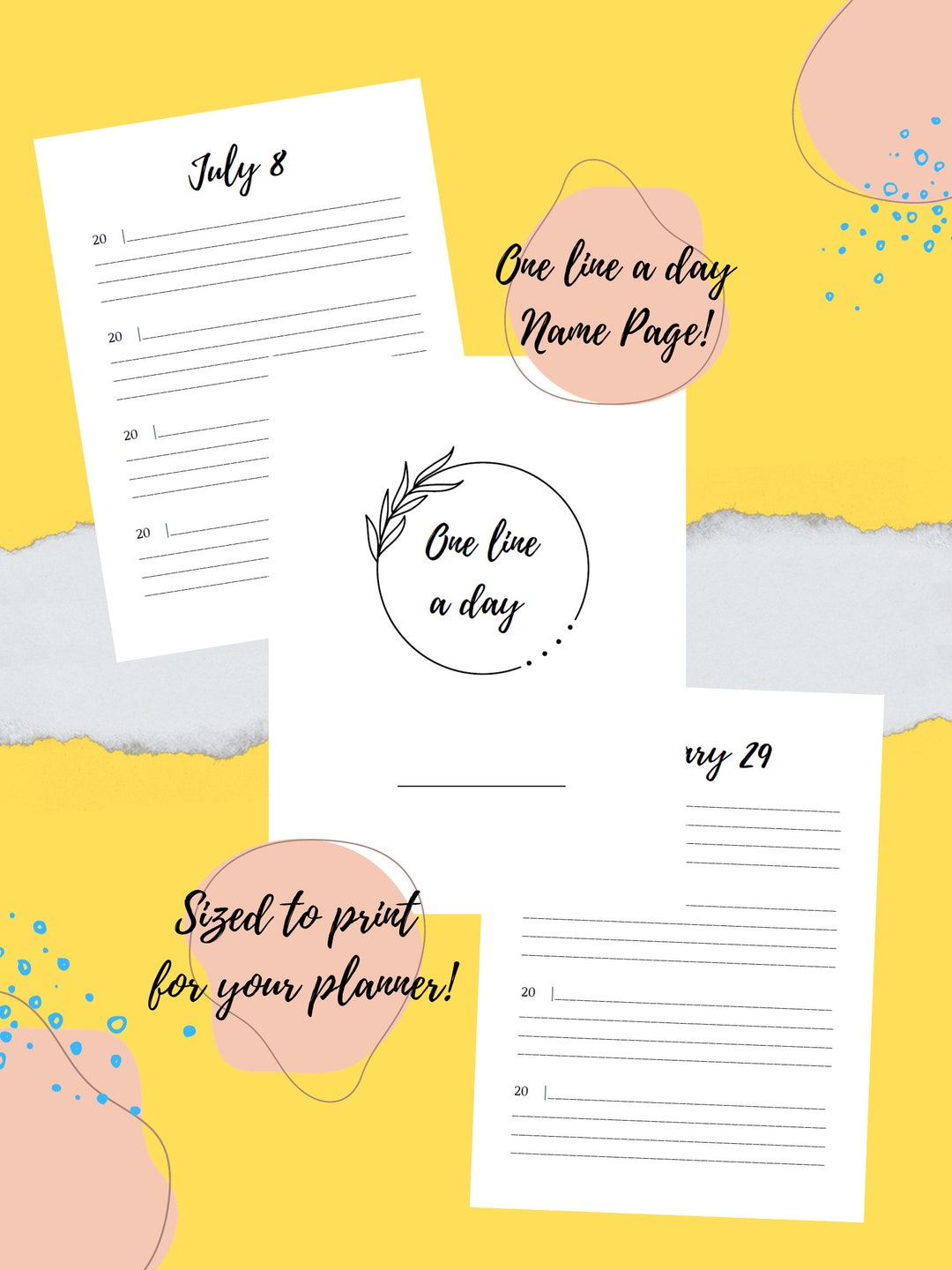 One Line a Day Planner Inserts Happy Planner Inserts, Daily Tracking ...