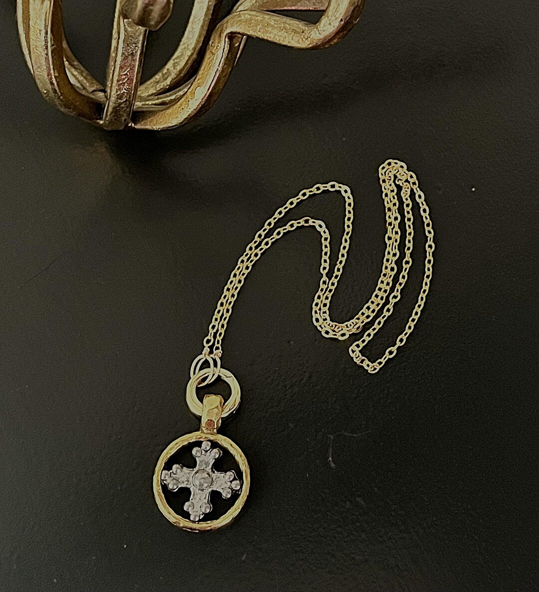 Gold Cross Pendant Necklace. Medieval Cross. Old World Cross Necklace ...