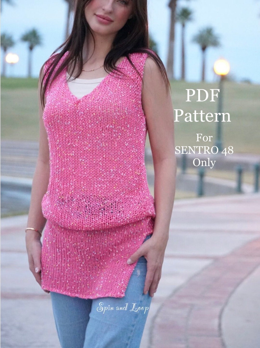 V-neck Sleeveless Sweater - PDF Pattern for SENTRO 48 Circular Knitting ...