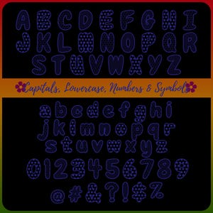 Dark Blue Polka Dot Digital Alphabet Set, Printable PNG Font Alpha Pack ...