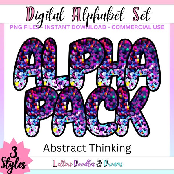 Stars & Polkas Digital Alphabet Set, Printable PNG Alpha Pack Design ...
