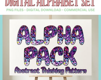 Vertical Stripe Digital Alphabet Set, Printable PNG Alpha Pack Design ...