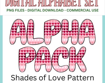 Pink Rose Digital Alphabet Set, Printable PNG Alpha Pack Design, Doodle ...