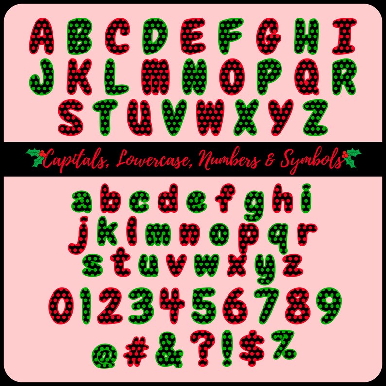 Christmas Polka Dot Digital Alphabet Set, Printable PNG Alpha Pack ...