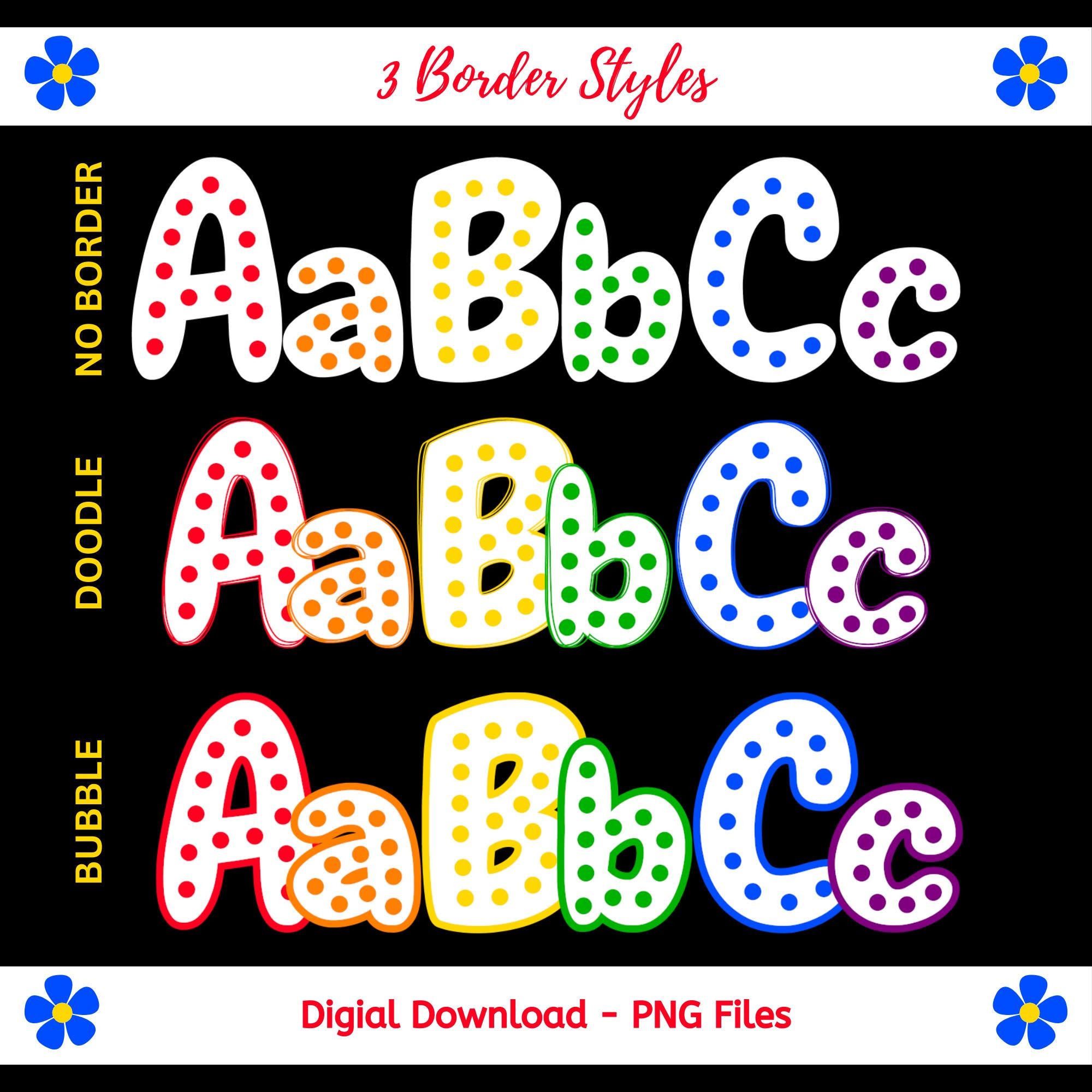 Rainbow Marquee Dots Digital Alphabet Set, Printable PNG Font Alpha ...