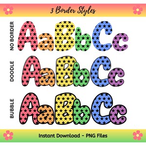 Pastel Stars Digital Alphabet Set, Printable PNG Alpha Pack Design ...