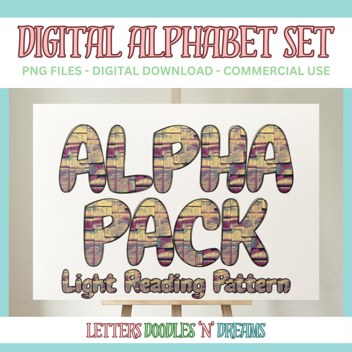 Book Themed Digital Alphabet Set, Printable PNG Alpha Pack Design ...