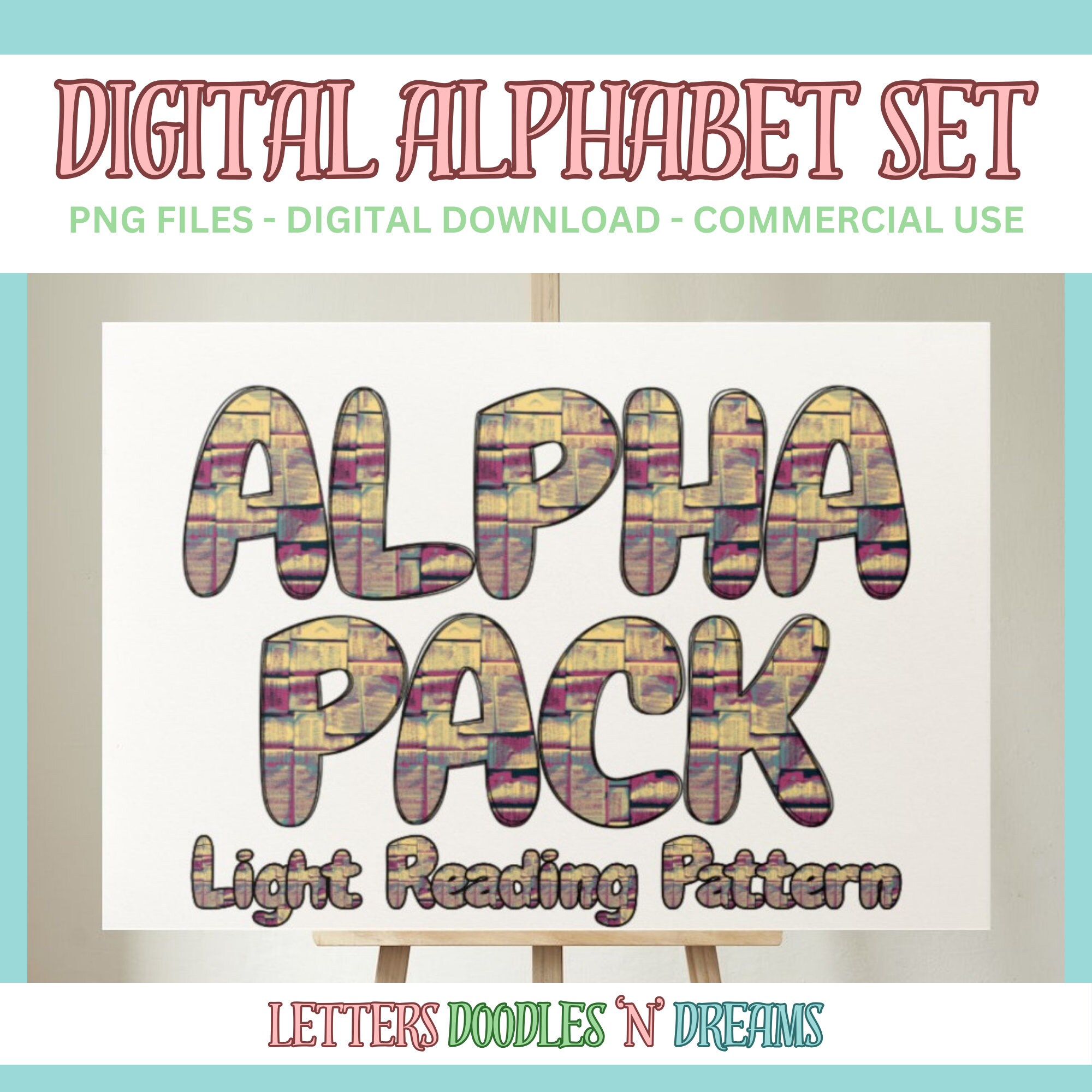 Book Themed Digital Alphabet Set, Printable PNG Alpha Pack Design ...