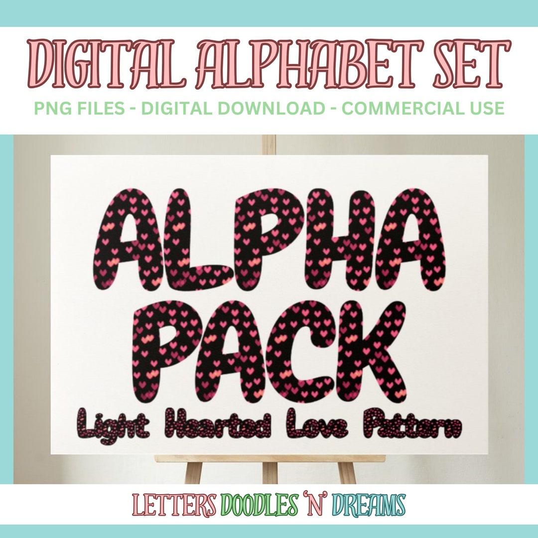 Digital Alphabet Set, Printable PNG Alpha Pack Design, Doodle Clipart ...