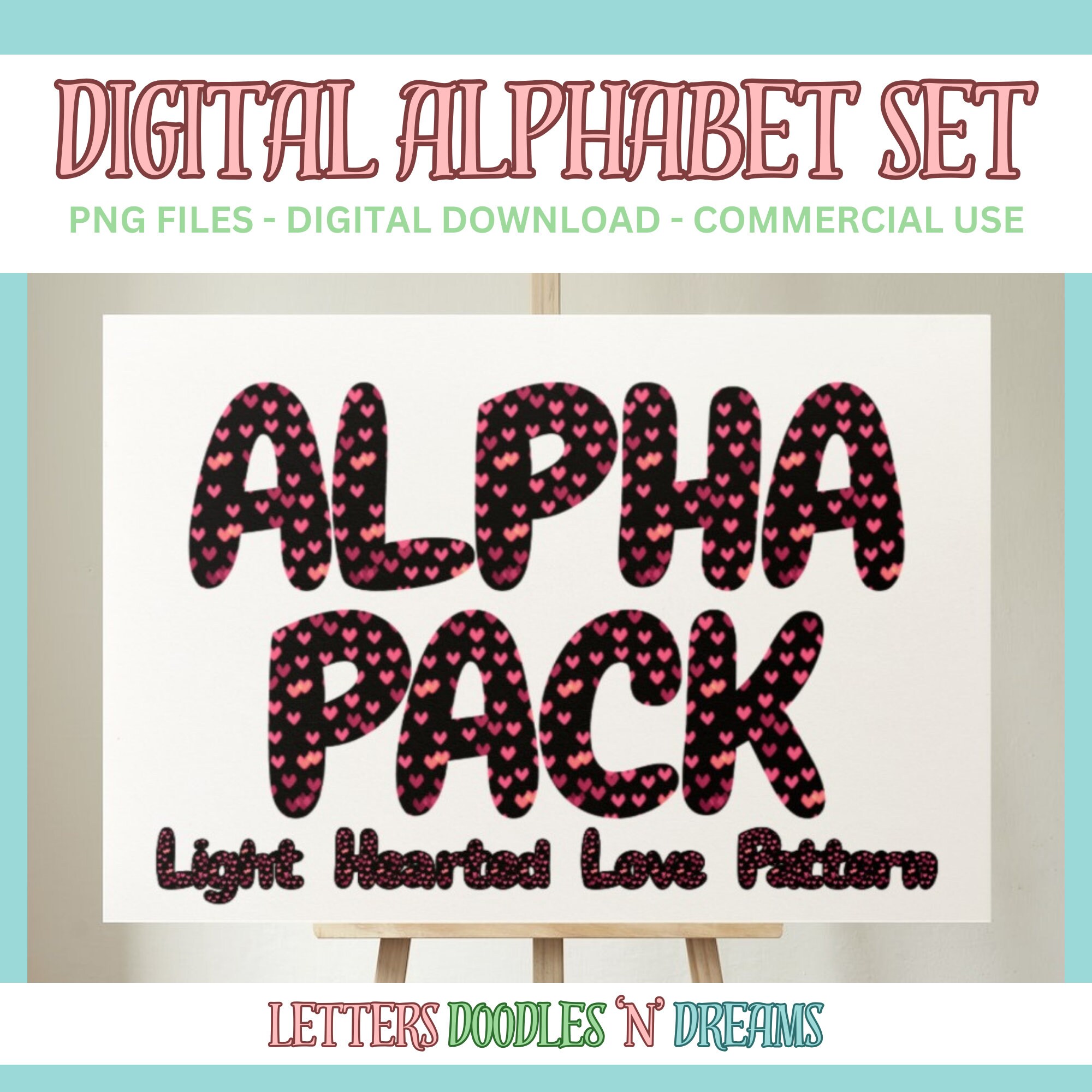 Digital Alphabet Set, Printable PNG Alpha Pack Design, Doodle Clipart ...