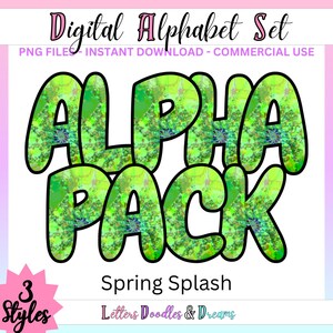 Lime Green Tie-dye Digital Alphabet Set, Printable PNG Alpha Pack ...