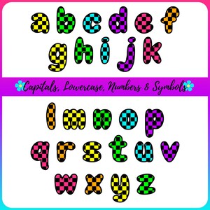 Bright Checkerboard Alpha Doodle Letter Font PNG Clipart Printable ...