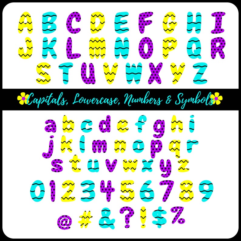Stars & Streamers Digital Alphabet Set, Printable PNG Alpha Pack Design ...