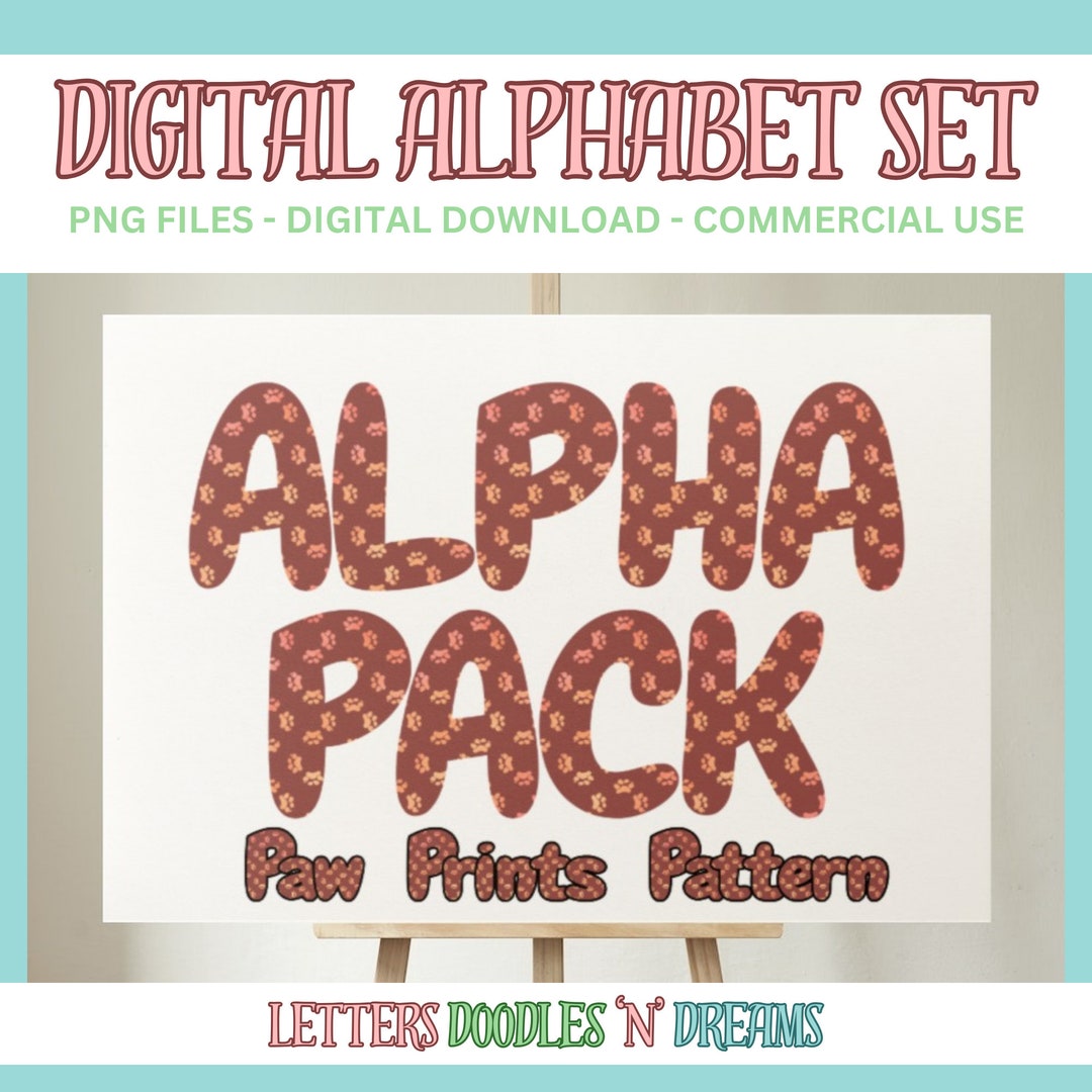 Digital Alphabet Set, Printable PNG Alpha Pack Design, Doodle Clipart ...