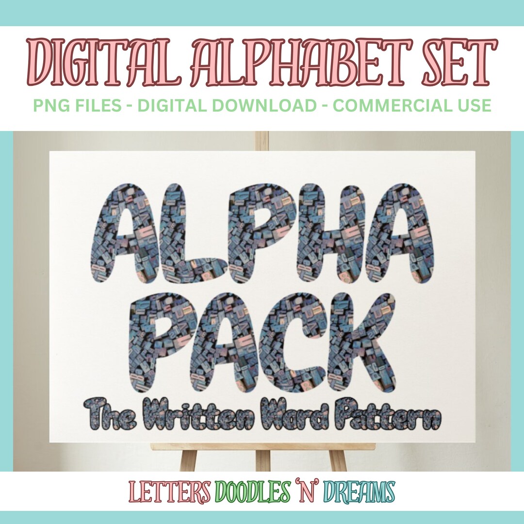 Digital Alphabet Set, Printable PNG Alpha Pack Design, Doodle Clipart ...