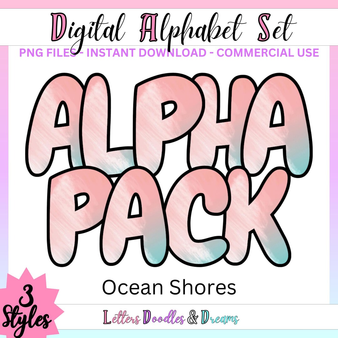Abstract Pastel Digital Alphabet Set, Printable PNG Alpha Pack Design ...