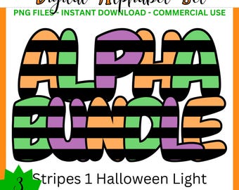 Halloween Polka Dot Digital Alphabet Set, Printable PNG Alpha Pack ...