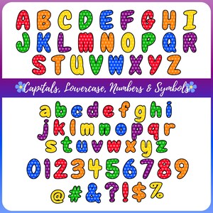 Monochrome Polka Dot Digital Alphabet Set, Printable PNG Alpha Pack ...