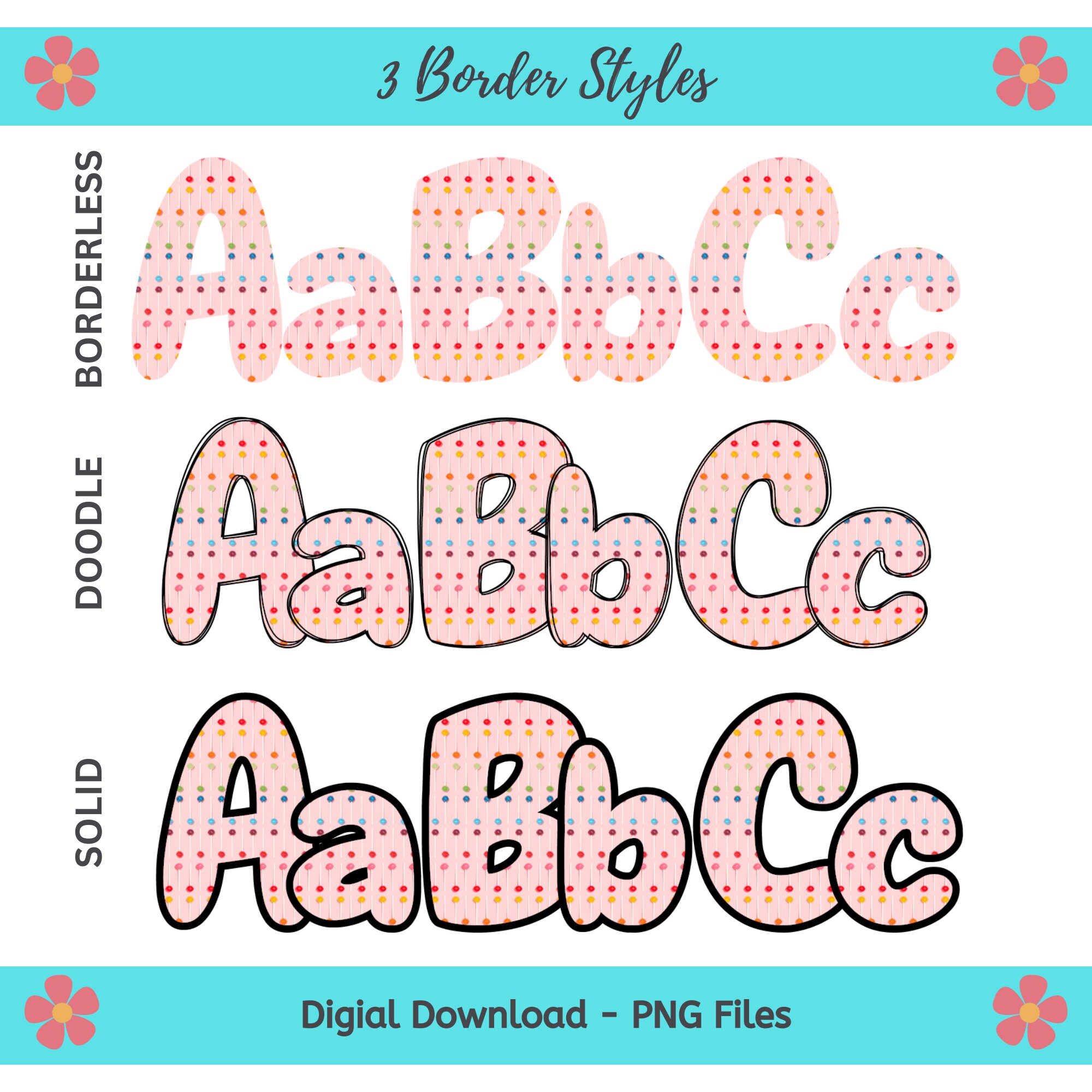 Lollipop Digital Alphabet Set, Printable PNG Alpha Pack Design, Doodle ...