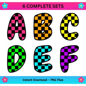Bright Checkerboard Alpha Doodle Letter Font PNG Clipart Printable ...