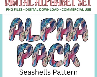 Daisies Digital Alphabet Set, Printable PNG Alpha Pack Design, Doodle ...