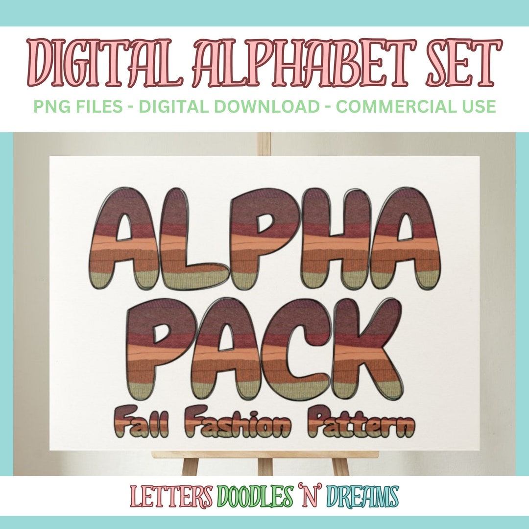 Digital Alphabet Set, Printable PNG Alpha Pack Design, Doodle Clipart ...