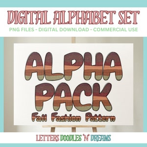 Digital Alphabet Set, Printable PNG Alpha Pack Design, Doodle Clipart ...