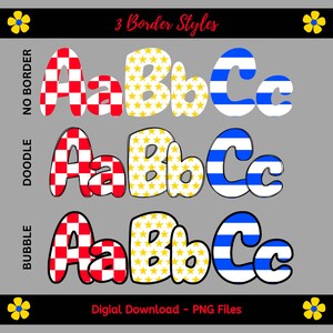 Checkers & Stars Digital Alphabet Set, Printable PNG Alpha Pack Design ...