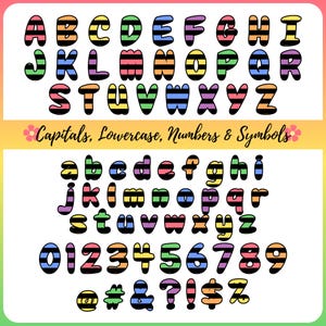 Pastel Stripes Digital Alphabet Set, Printable PNG Alpha Pack Design ...
