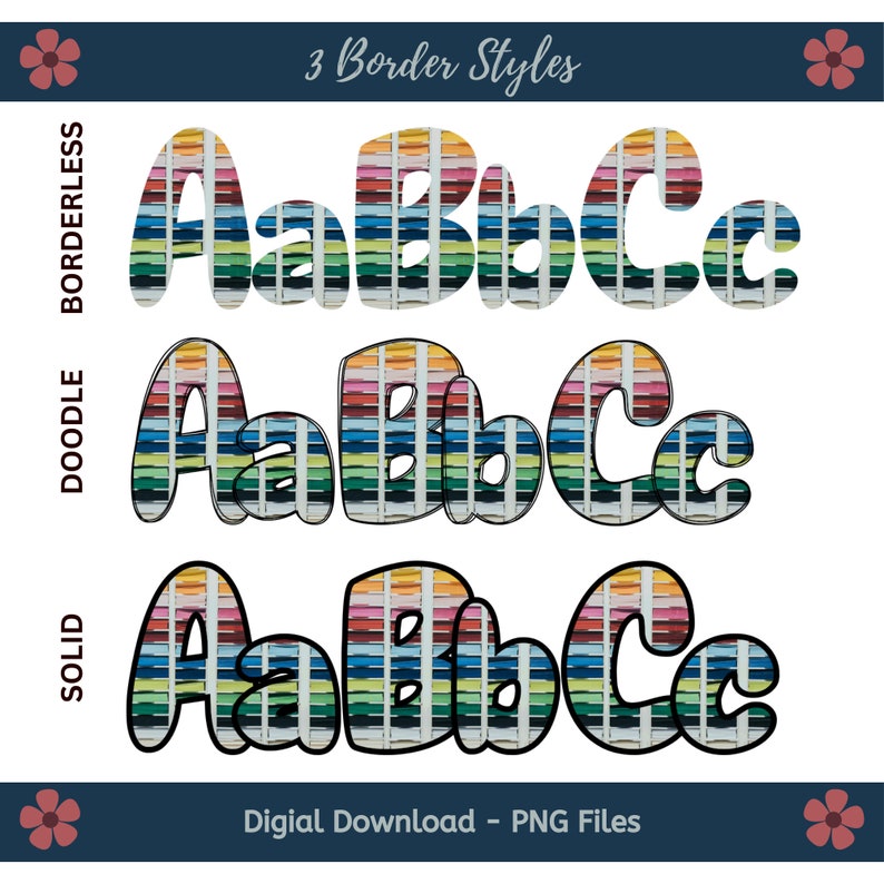 Colored Paper Stash Digital Alphabet Set, Printable PNG Alpha Pack ...